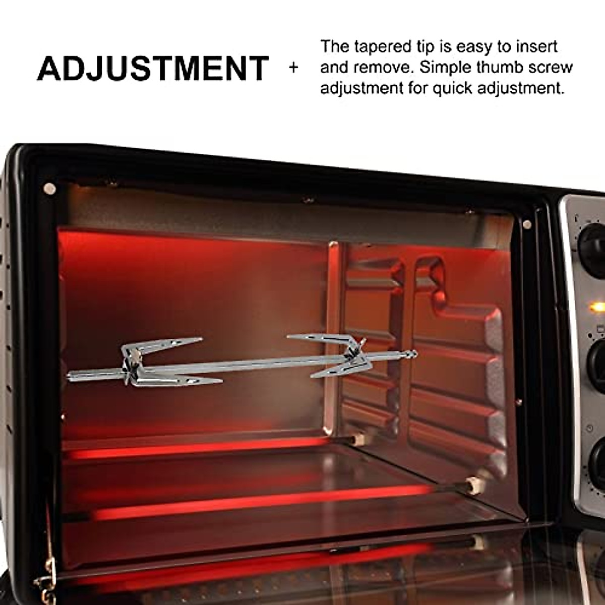 Kitchen Grill Fork Stainless Steel Rotating Air Fryer Fork Air Fryer Supplies Roast Fork for BBQ Cooking Meat Spit Rods (34.2 X 6 cm)