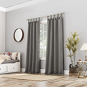 Sun Zero Easton Energy Saving Blackout Tab Top Curtain Panel, 40" x 84", Gray