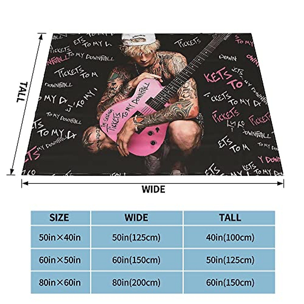 Pop Singer MGK Blanket,Soft Plush Fleece Throw Blanket, Breathable Lightweight Flannel Blankets for Sofa Bedding Living Room 50"X40"