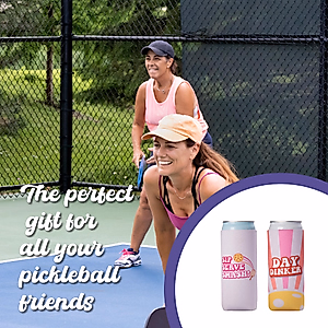 Funny Pickleball Gifts for Women I Pickleball Themed Slim Can Coolers Set (6 Pack) I Girly & Trendy Drink Insulators for Pickleball Party I Perfect Pickleball Accessories for Women