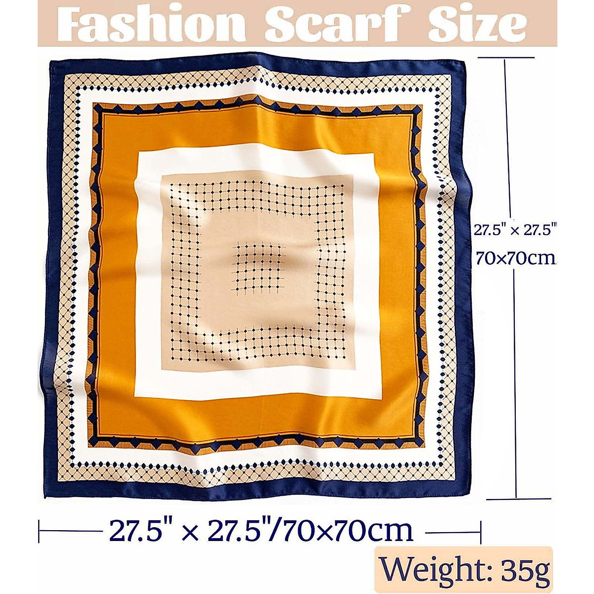 kcctoo 27.5" Mulberry Silk Feeling Head Scarf Women's Fashion Square Neck Satin Scarfs for Bag Hair Scarves Gift