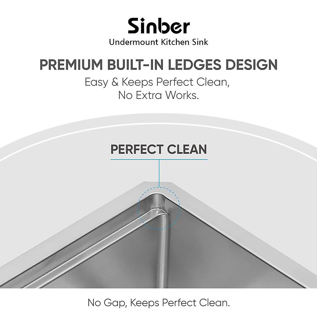 Sinber 32" x 19" x 10" Undermount Single Bowl Workstation Kitchen Sink with 16 Gauge 304 Stainless Steel Satin Finish 6 Accessories KSS0001S-OK