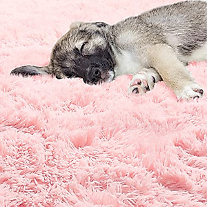 ONASAR Pink Round Area Rug 4ft, Soft Bedroom Circle Rugs Floor Mats for Kids Girls Teen Room, Cute Fluffy Plush Shaggy Carpet for Baby Nursery Living Room Playroom Home Decor Princess Castle