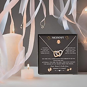 LOTUS-A Pregnancy Gifts for First Time Moms - Sterling Silver S925 Interlock Heart Pendant Necklace with Message Card Mother To Be Soon Present for Expecting Pregnant Women