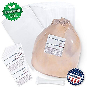 Poultry Shrink Bags (13x20) Zip Ties and Labels, 3 MIL, BPA/BPS Free, 3MIL, MADE IN USA (50)