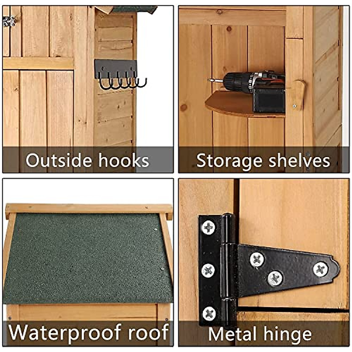 LVUYOYO Outdoor Storage Shed - Weather Resistant Outdoor Garden Storage Cabinet with Lockable Doors - Waterproof Tool Storage Organizer for Patio, Garden, Backyard, Lawn