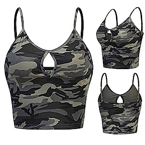 Aniywn Women's Short Crops Camisole Vest T-Shirt Sleeveless Ladies Camouflage Print Tank Tops Blouse