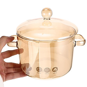 GANAZONO Nonstick Cookware Glass Cooking Saucepan Glass Cooking Pot Soup Pot Stew Pan with Lid and Double Ear Noodle Bowl Korean Ramen Pot Glass Cookware 1500ML Glass Stovetop Pot Oven Pans