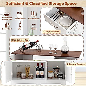 LOKO Buffet Cabinet with Storage, Modern Bar Cabinet with 3 Doors, 2 Drawers & Adjustable Shelf, Kitchen Sideboard Cabinet Console Table for Living Room, 43.5 x 16 x 31 Inches (White)