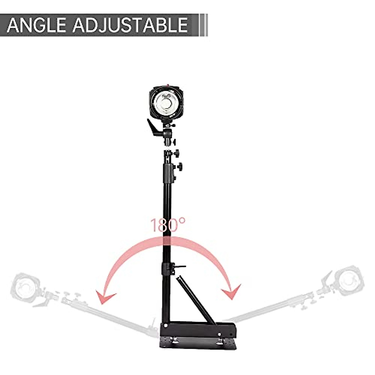 AISIMEE Wall Mounting Triangle Boom Arm for Photography Strobe Light, Monolight, Softbox, Umbrella, Reflector and Ring Light, Support 180 Degree Rotation, Max Length 4 Feet/125cm (Black)