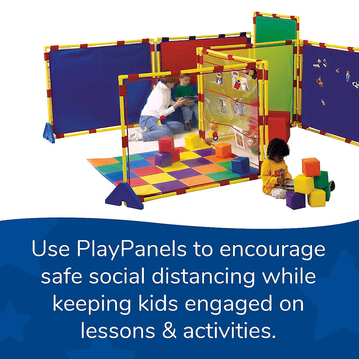 Children's Factory Big Screen PlayPanel, Kids Room Divider, Classroom Privacy Screen, Blue