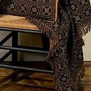 Home Collections by Raghu Lover's Knot Jacquard Black and Mustard 50" x 60" Afghan