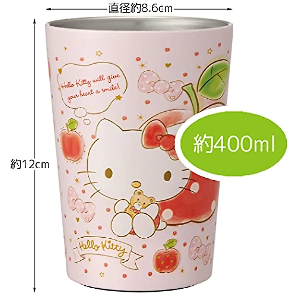 Skater STCV2-A Stainless Steel Tumbler, Hot and Cold Retention, Convenience Store Coffee, 13.5 fl oz (400 ml), M, Hello Kitty Happiness Girl Sanrio