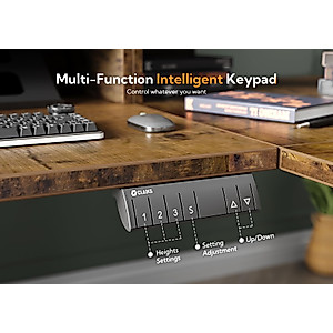 Claiks Triple Motor 63" L Shaped Standing Desk with Drawers, Electric Standing Desk Adjustable Height, Corner Stand up Desk with Splice Board, Black Frame/Rustic Brown Top