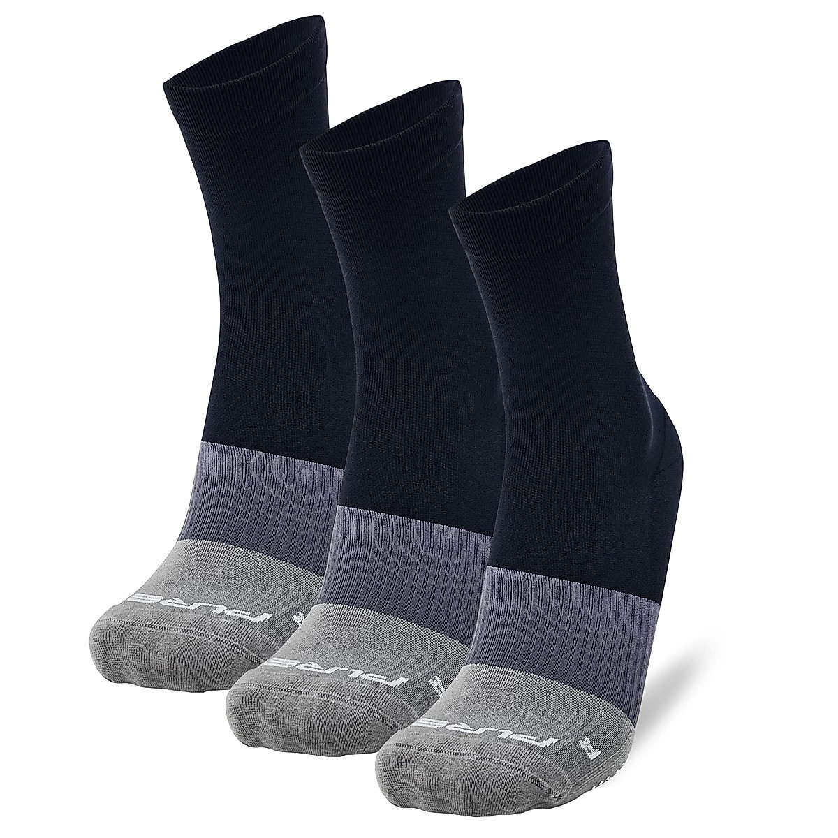 Pure Athlete Grip Socks Soccer - Non Slip Black Sticky Gripper Crew Sock for Men (Large, 3 Pairs - Black-Grey)