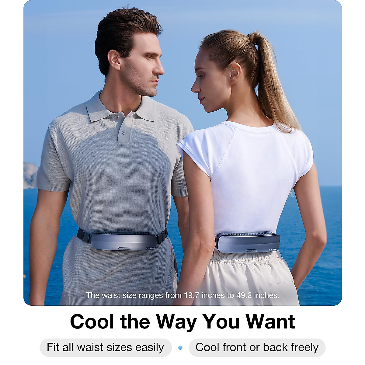 TORRAS 2024 COOLiFY ZONE Wearable Waist Fan with Max 15H Working Time, Strong Wind Power for Full Body Cooling fan, Rechargeable Belt Fan, Durable and Suitable for Outdoor Work and Sports