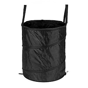 Trash Can, 24 Gallon Reusable Outdoor Portable Up Trash Can Camping Trash Can, Locking Design Foldable Waterproof Garbage Can for Parties Camping Recycling (Black)