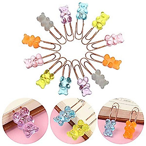 10pcs Rainbow Bear Paper Clip, Funny Binder Cute Paperclips Bookmarks Planner Clips Decorative Bookmark File Clips Bookmark