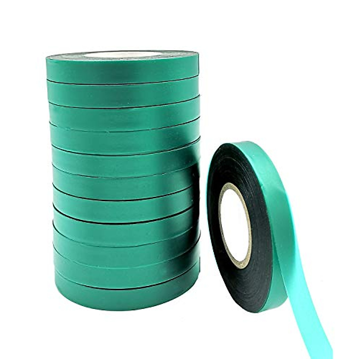 Medoore 12 Rolls 150 Feet Stretch Tie Tape 0.5 Inch Garden Tie Tape Thick Plant Ribbon Garden Green Vinyl Stake for Indoor Outdoor Patio Plant Use