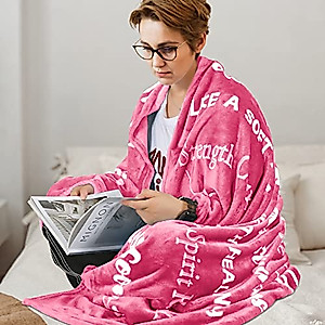MACEVIA Breast Cancer Gifts for Women Fleece Healing Thoughts Blanket Super Soft & Warm Get Well Breast Cancer Blanket Sympathy Gift with Inspirational Positive Energy (50"x60", Pink)