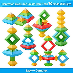 Giroayus Pyramids Stacking Blocks, Building Blocks Stacking Educational Toys, Building Blocks, Toddlers Preschool Learning Activities, Montessori Toys for 1 2 3 4 5 Year Old. (60 pcs)