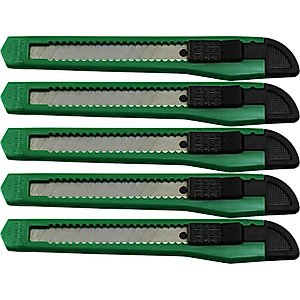 5x Bulk Small Green Utility Knife Box Cutter Snap Off Blade 9MM Blade