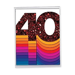The Best Card Company - 40th Big Happy Anniversary Card (8.5 x 11 Inch) - Wedding Anniversary Congrats, Card for Married Couples (Not Foil, Layered, or 3D) - Bold Milestones 40 J6110BANG