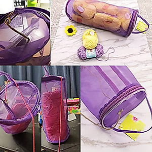 Honbay 1PCS Empty Mesh Yarn Storage Bags Round Portable Yarn Organizer Case Knitting Bag Sewing Storage Tote Bag for Storing Yarn Balls (11.8")