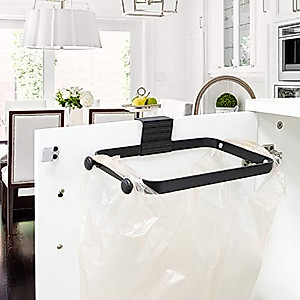 Metal Trash Bag holder for Kitchen,Office,Dorm Room,Hanging Trash Can, under Cabinet Hanger Rack,Space Saving Garbage Hook,bag holder for plastic bags,Black