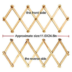 AMAPON Accordion Style Expandable Wall Wooden Coat Rack 13 Hooks (Pegs) Hang Hats Jackets Coffee Mug Purses Necklaces Towels Cap Leash Scarves Data Line Kitchenware