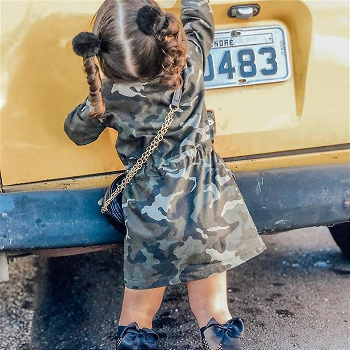 BOIZONTY Toddler Kids Baby Girl Camouflage Jacket Coat Casual Denim Windbreaker Button Down Outerwear Winter Fall Outfit Clothes (Camouflage,4-5 Years)