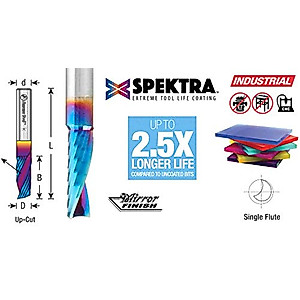 Amana Tool - 51411-K Solid Carbide CNC Spektra Extreme Tool Life Coated Spiral 'O' Flute