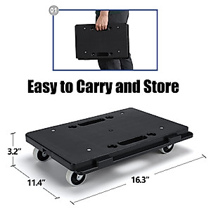 BSTCYZL Furniture Movers with Wheels, Portable Moving Rollers Leg Dollies for Heavy Furniture, 4 Wheels Small Flat Dolly, 440 Lbs Capacity, 2 Pack, Black