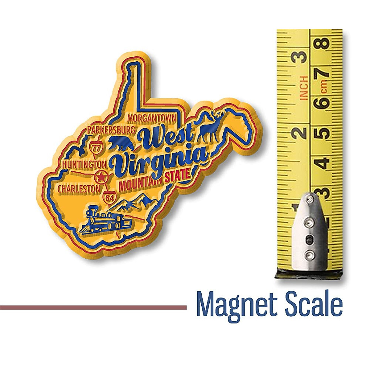West Virginia Premium State Magnet by Classic Magnets, 2.9" x 2.7", Collectible Souvenirs Made in The USA