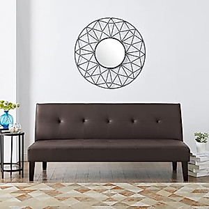 Naomi Home Button Tufted Futon Sofa Bed Pull Out Sofa Bed Couch Convertible with Wooden Legs, Folding, Reclining Small Couch Bed, Futon Bed for Living Room, Espresso, 53965AM