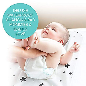 Kushies Deluxe Change Pad Flannel, Scribble Stars Black & White