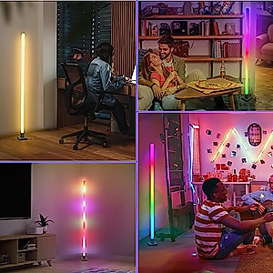 LED Floor Lamp - RGB Corner Floor Lamp with Music Sync, Color Changing Standing Lamp with Remote & App Control, Ambiance Corner Lamp w/ 16 Million Color DIY & Timer for Living Room Bedroom Gaming Room