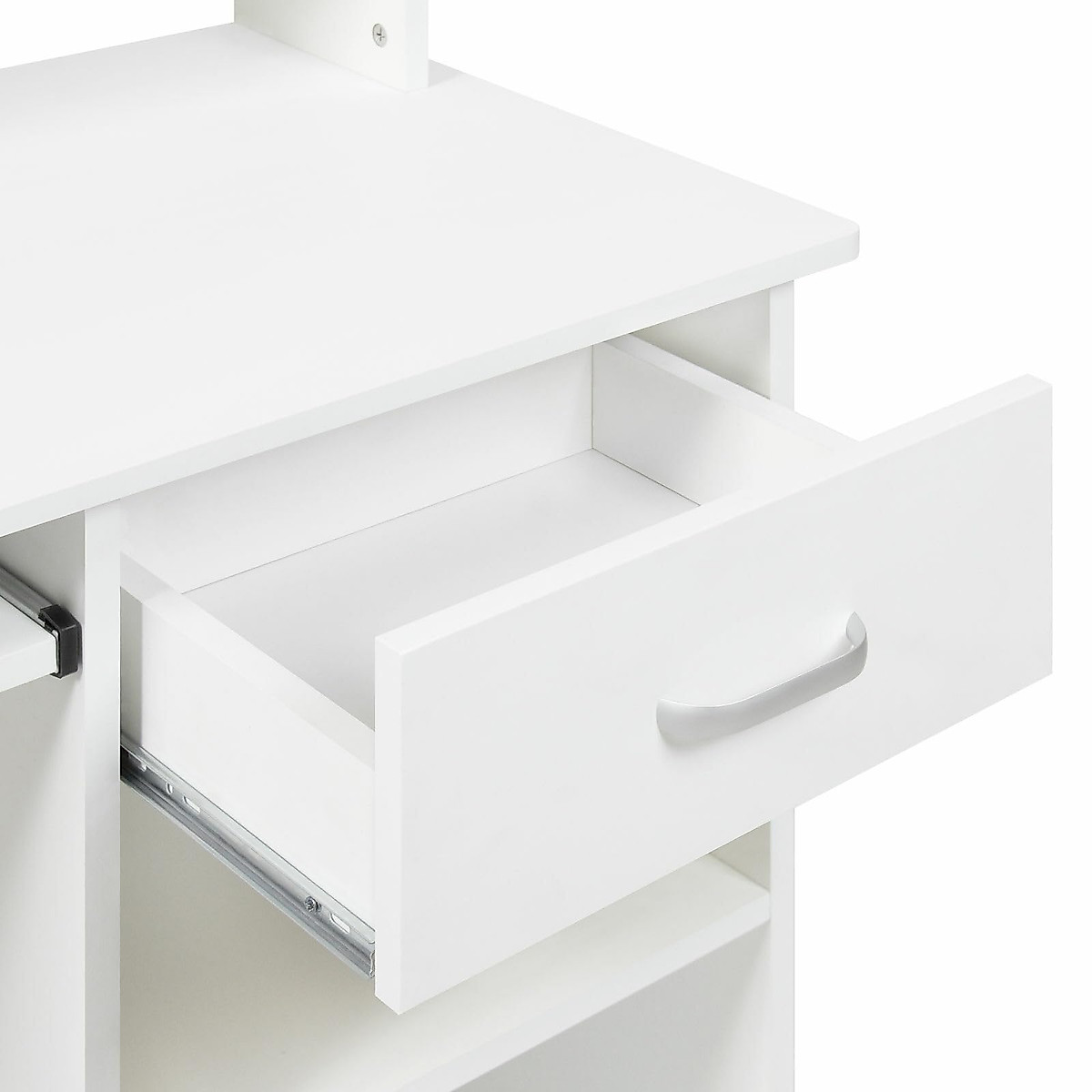 Computer Desk Student Desk Home Office Writing Table with Drawer Shelves, White