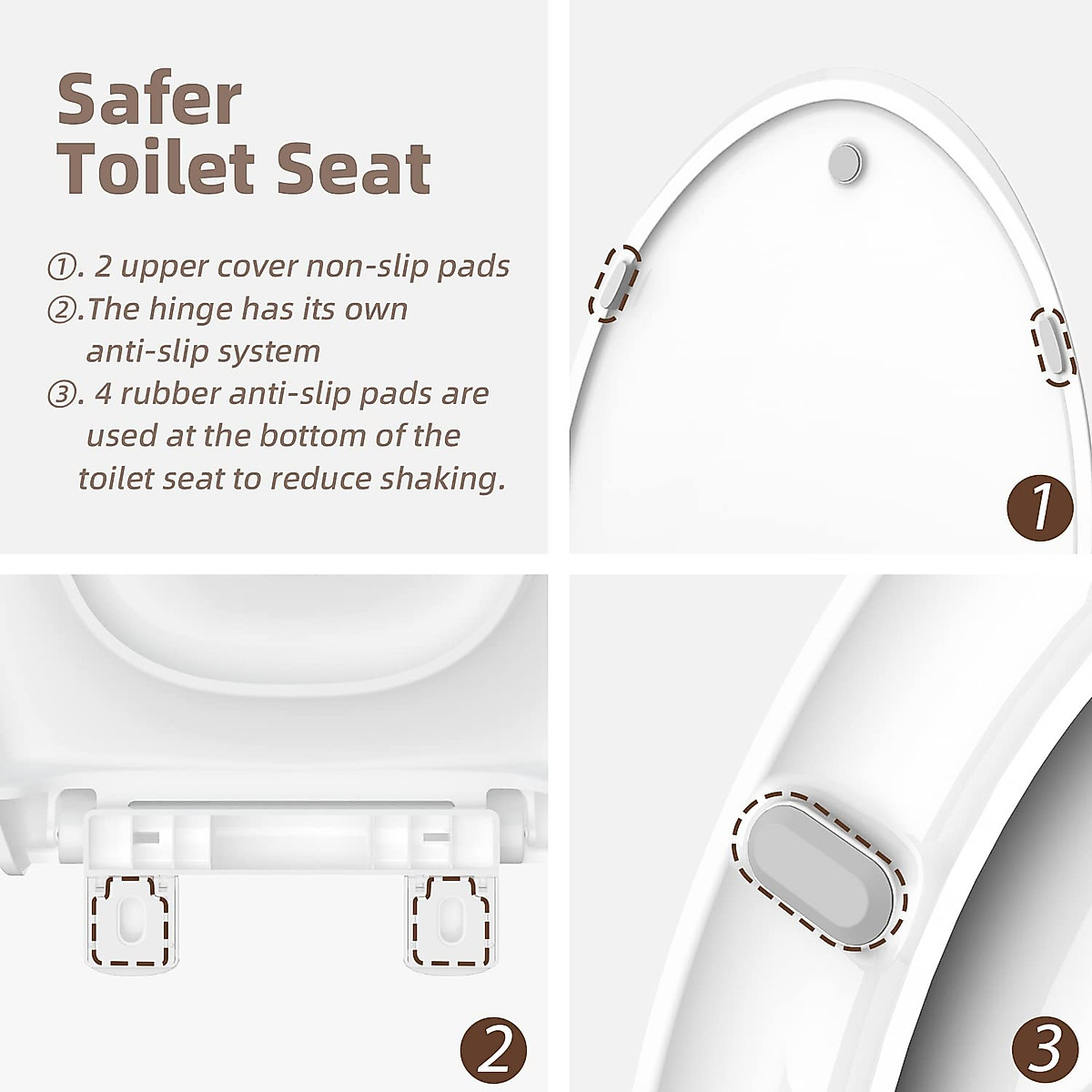 Toilet seat with toddler seat built in, Potty training toilet seat, Magnetic kids toilet seat, Fits both adult and child, Slow-Close, Toddler toilet seat attachment, ELONGATED, Heavy Duty,White(18.5”)