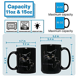Black Cat - Ceramic Funny Coffee Mug - Perfect Cat Lover Gift - Cute Present - Great Birthday or Valentines Surprise (11oz)