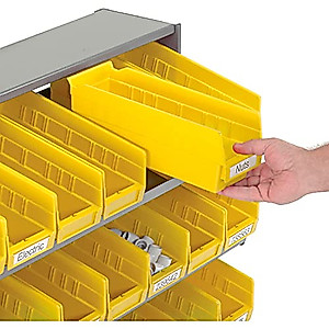 Global Industrial 3 Shelf Bench Rack, (24) 4" W Yellow Bins, 33x12x21