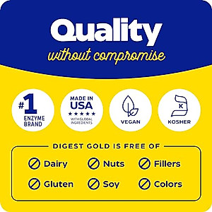 Enzymedica Digest Gold + ATPro, Maximum Strength Enzyme Formula, Prevents Bloating and Gas, 14 Key Enzymes Including Amylase, Protease, Lipase and Lactase, 21 Capsules