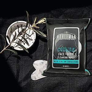 The Nobleman Men's Cooling Face + Body Cleansing Wipes, Eucalyptus - 30 Count