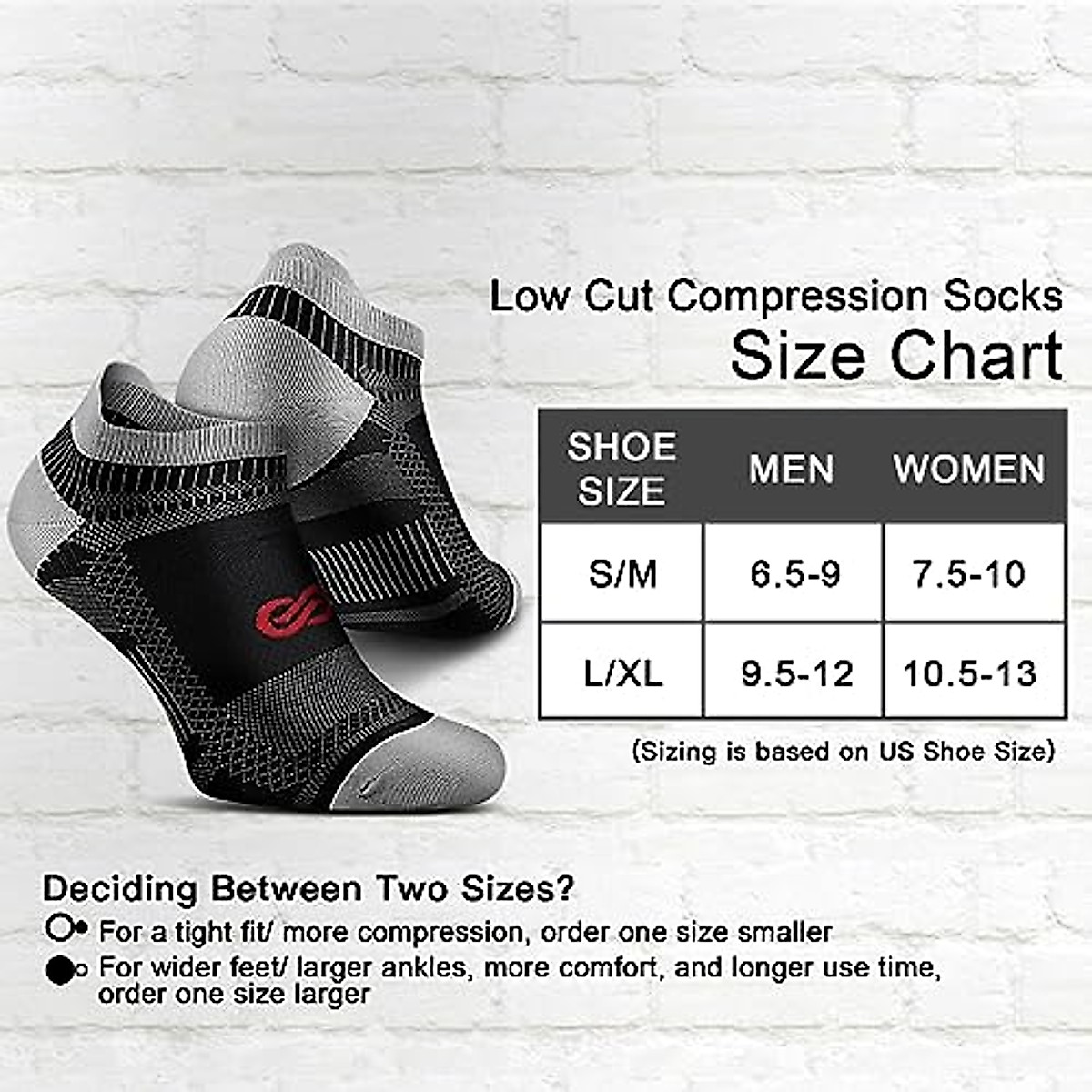 PAPLUS Low Cut Compression Socks for Men and Women, No Show Ankle Running Compression Foot Socks with Arch Support for Plantar Fasciitis, Cyling, Athletic, Flight, Travel, Nurses
