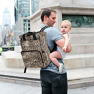 ALAZA Leopard Print Cheetah Animal Diaper Bag Backpack Multifunction Travel Back Pack Large Capacity Bag