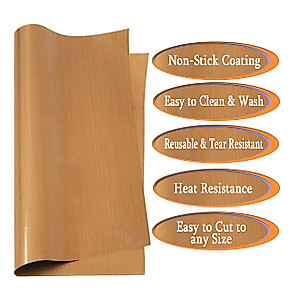 Teflon Sheets for Heat Press - 3 Pack Non Stick ANNAAKO Oven Liner Teflon Sheet Reusable 12 x 16" Teflon Paper Heat Resistant Teflon Mat(Brown)