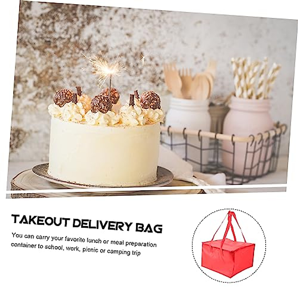 INOOMP Insulation Zip Ties Outdoor Non-woven Fabric Food Carrier Portable Cake Storage Zipper Food Delivery Aluminum Ice Insulated Food Carrying
