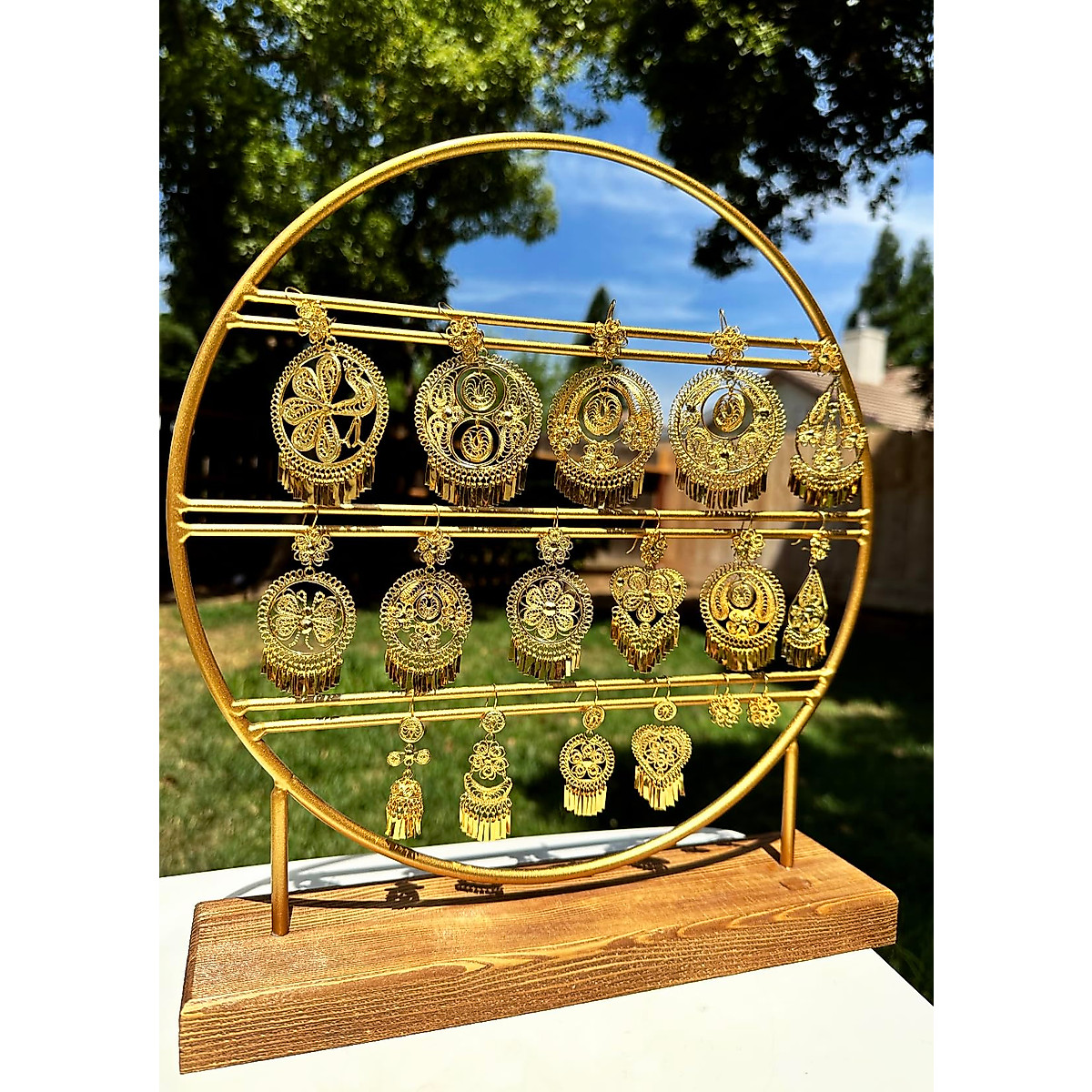 Folklorico Dance Traditional Mexican Gold Filigree Earrings, Flower, Medium, Gold, Day of the Dead, Mexican Earrings