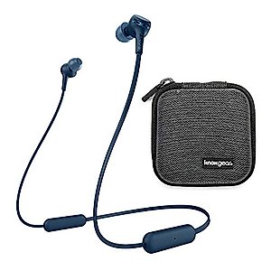 Sony WI-XB400 Extra Bass Wireless in-Ear Headphones (Blue) with Knox Gear Hardshell Earphone Case Bundle (2 Items)