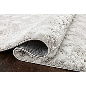 Loloi II Bliss Shag Grey/White 5'-3" x 7'-6" Area Rug